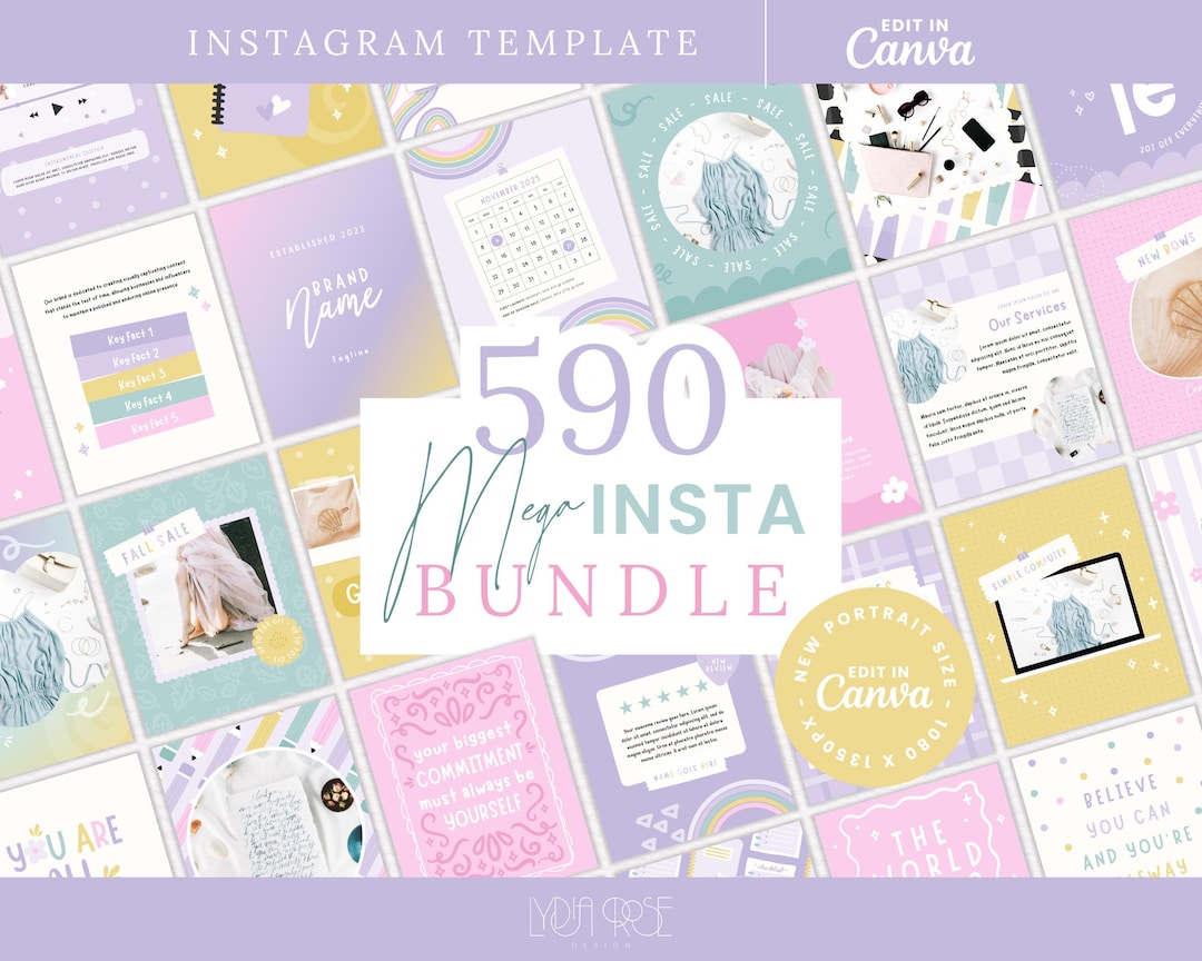 Pastel Instagram Templates: 590 Canva Designs for Soft Branding - Etsy