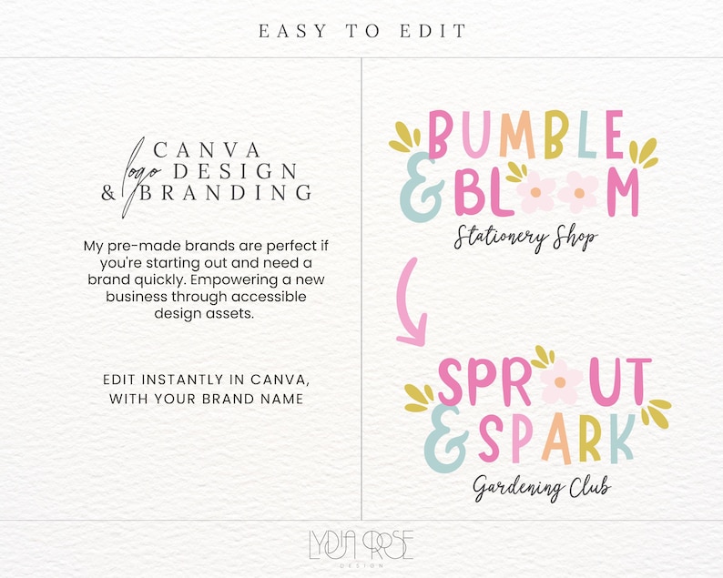 Bright Canva Logo | Colorful Fun Template | Editable Small Business ...
