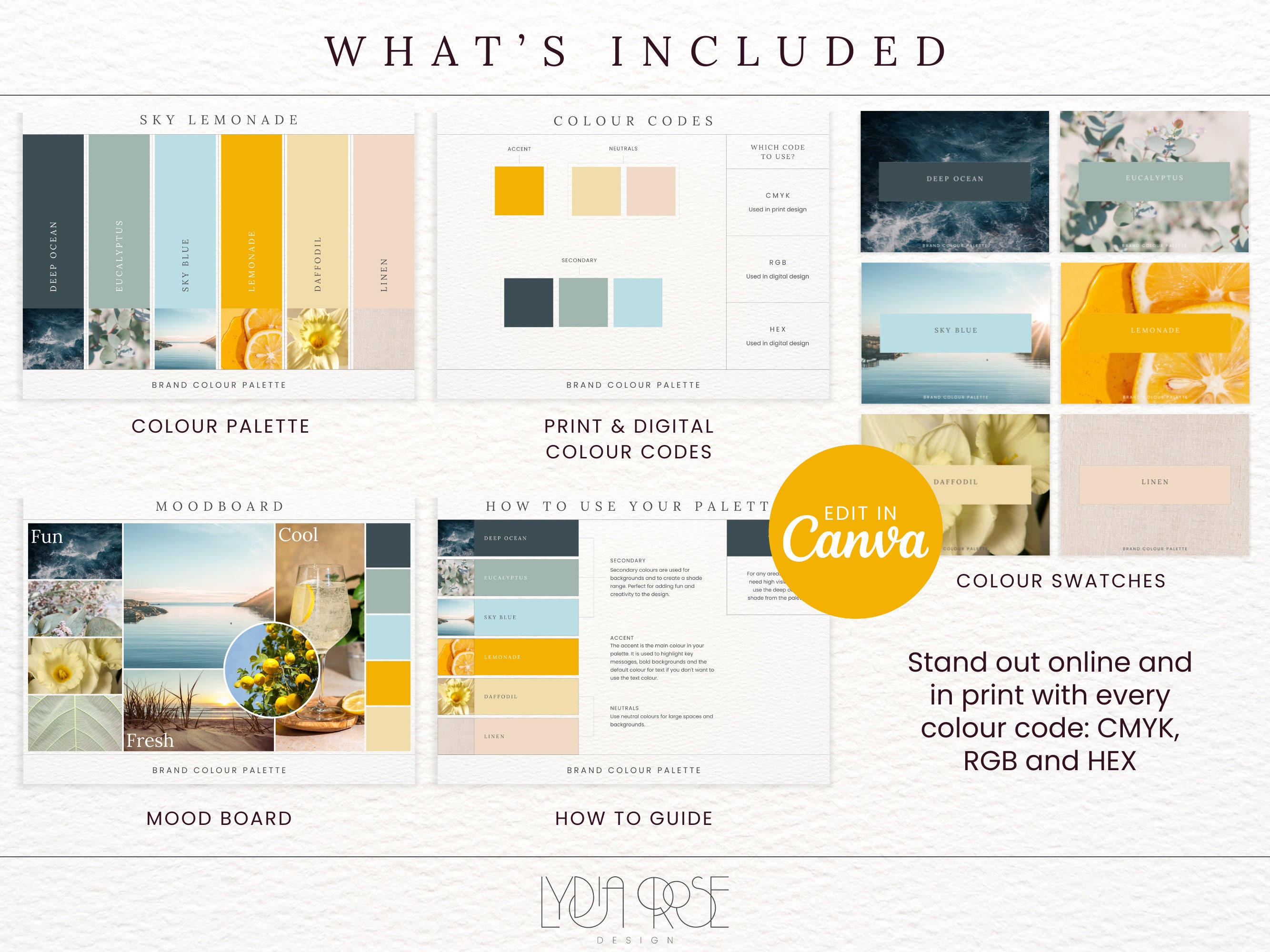 Premium Colour Palette Summer Colour Palette With CMYK, RGB & Hex Codes ...