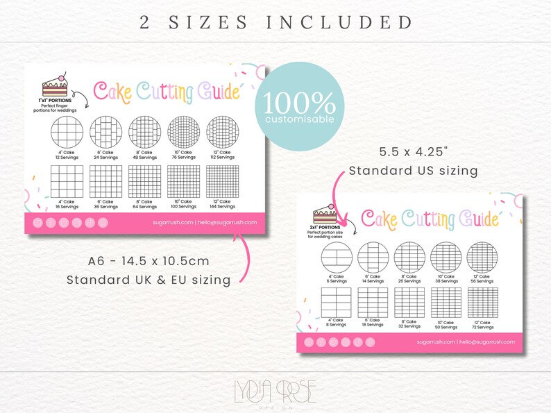 Rainbow Cake Cutting Guides A6 / 5.5x4.25 Cake Cutting for Bakery ...
