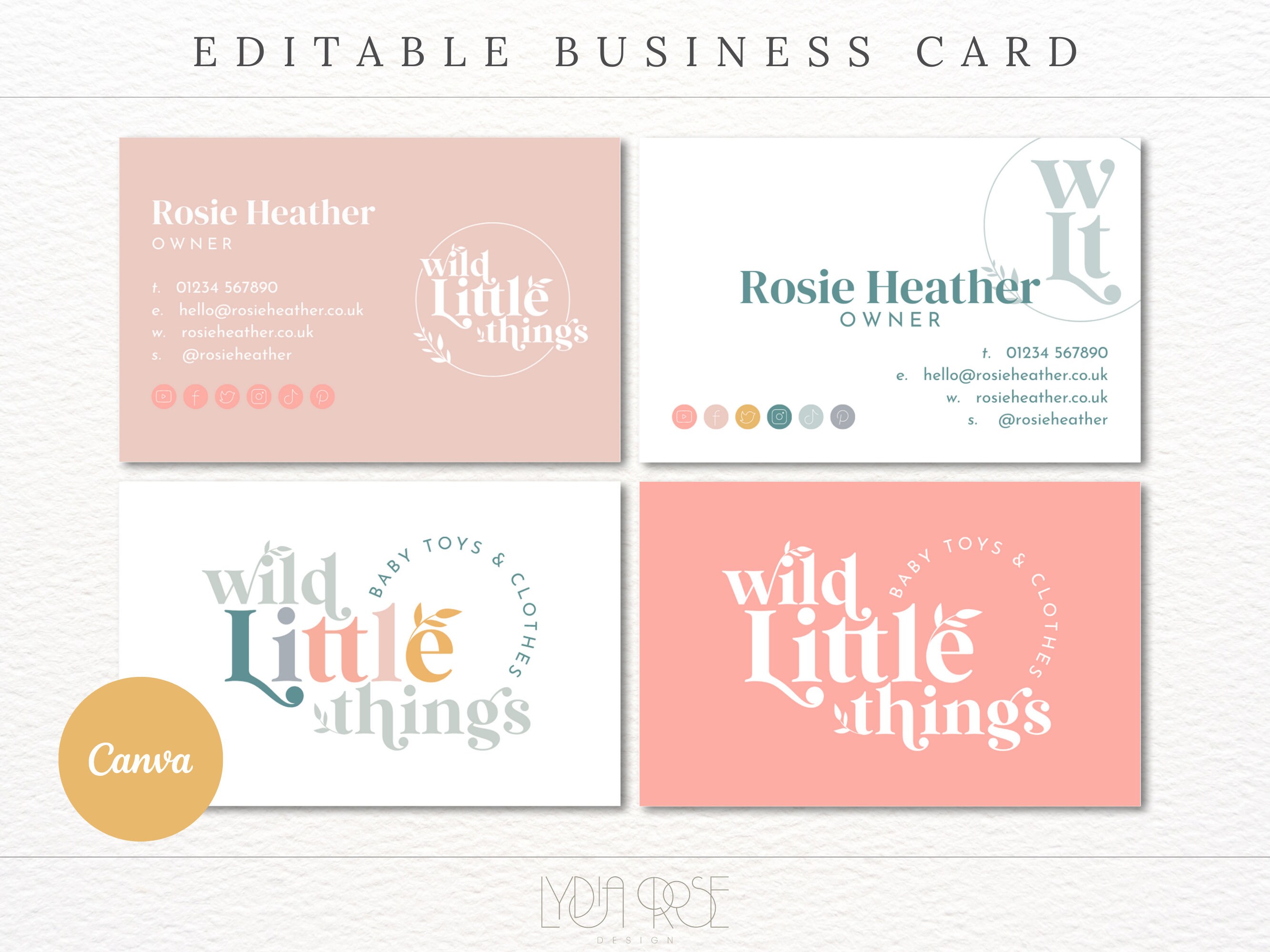 Editable Business Card - Business Card Template Canva - Modern Business ...