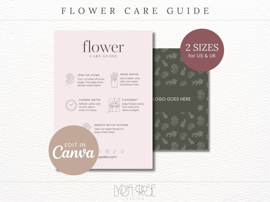 Printable Florist Care Cards | Florist Flower Care Instructions ...