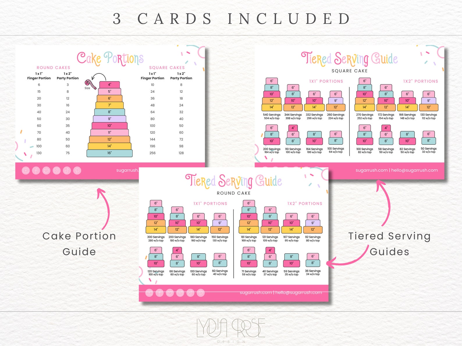 Rainbow Cake Portions Card - A6 / 5.5x4.25" Cake Portions for Bakery ...