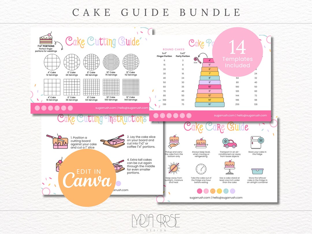 Rainbow Cake Care Guides - A6 / 5.5x4.25" Cake Care for Bakery ...