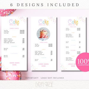 Rainbow Cake Price List - Price List for Bakery - Editable in Canva ...