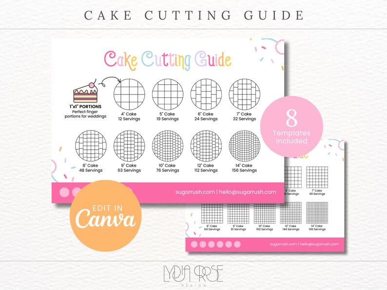 Rainbow Cake Cutting Guides - A6 / 5.5x4.25" Cake Cutting for Bakery ...