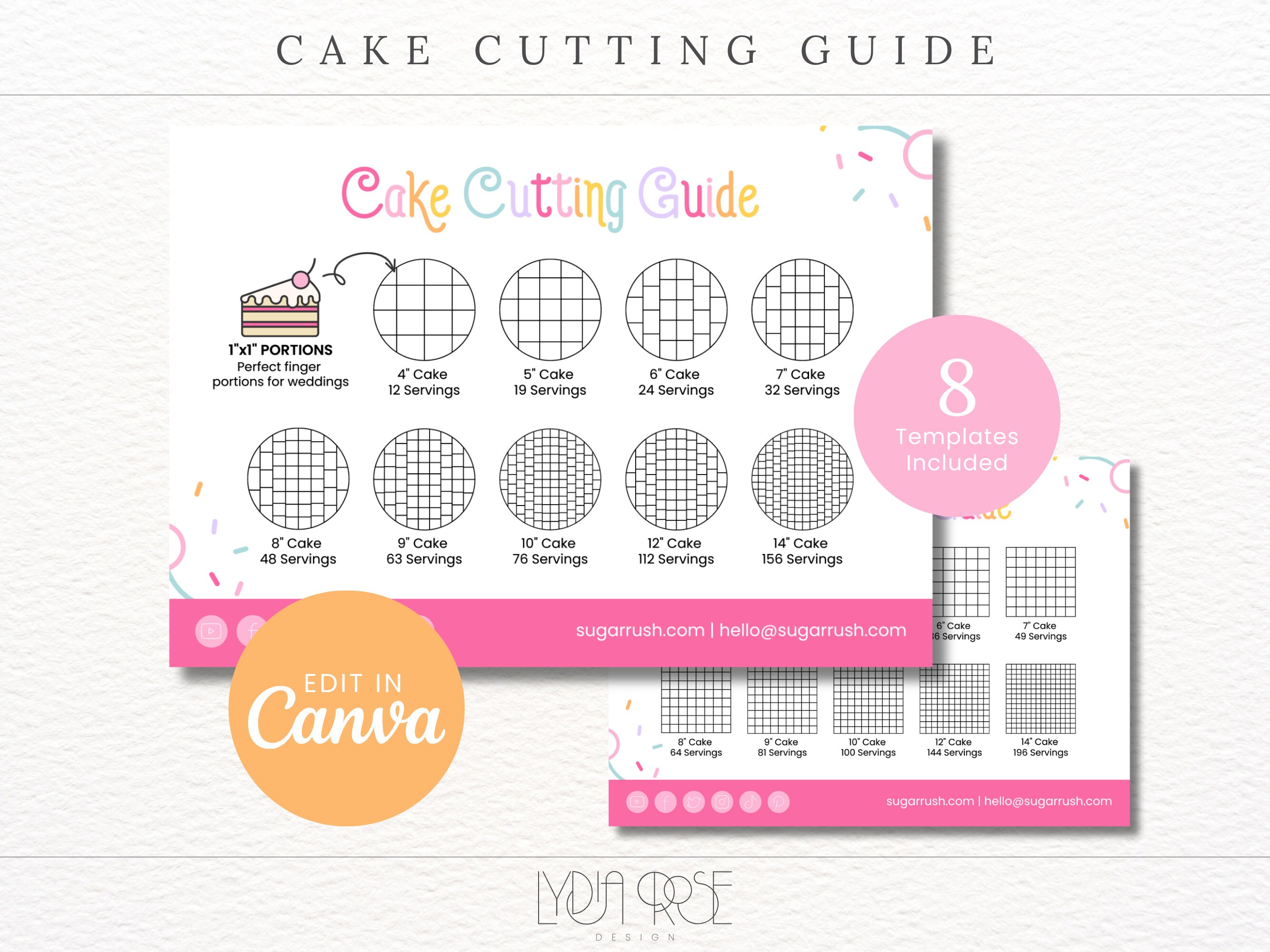 Rainbow Cake Cutting Guides - A6 / 5.5x4.25" Cake Cutting for Bakery ...