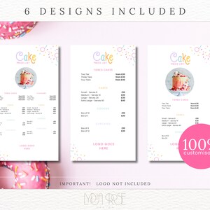 Rainbow Cake Price List - Price List for Bakery - Editable in Canva ...