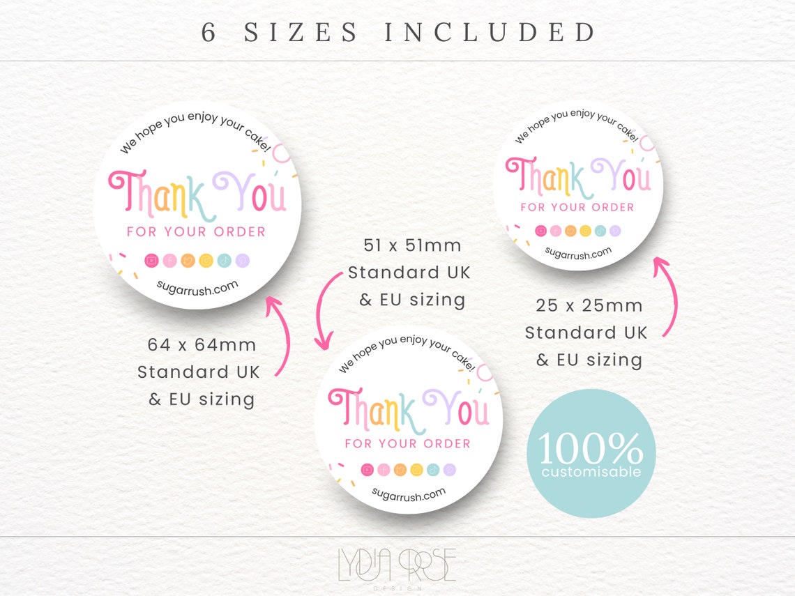 Rainbow Thank You Stickers - UK & US Sizes - Thank You Stickers for ...