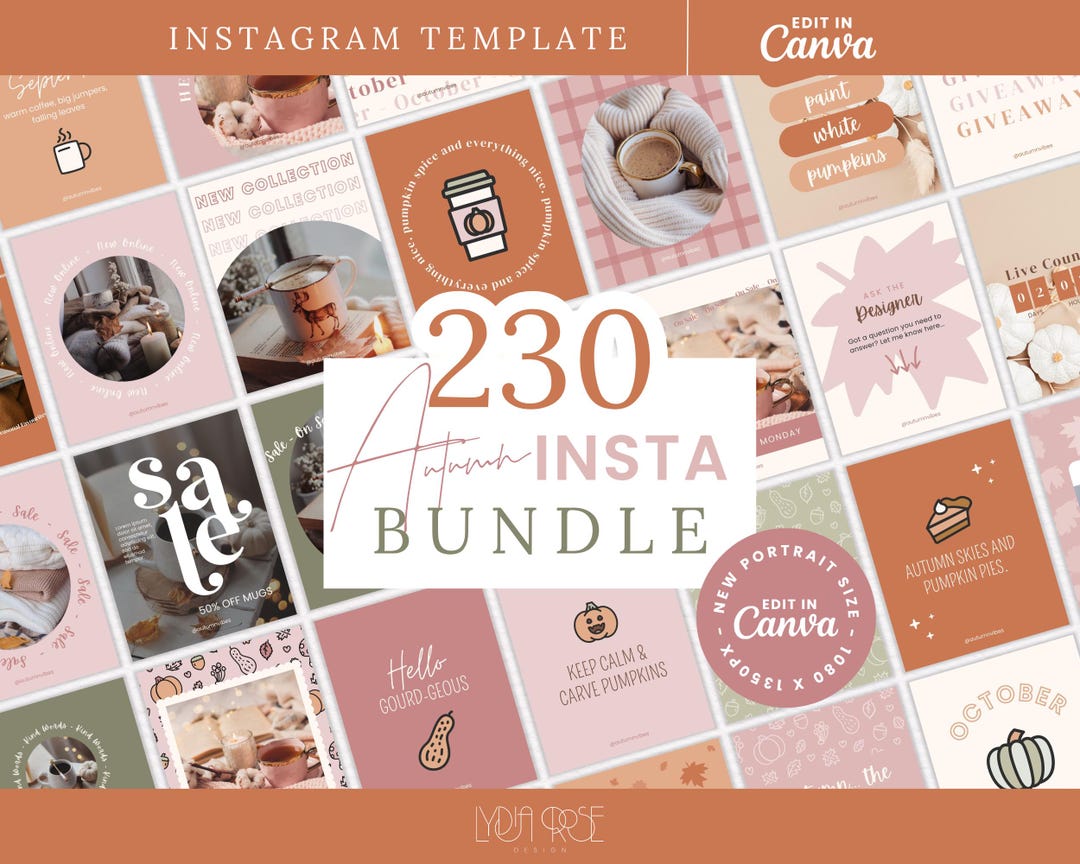 Autumn Instagram Post Templates: Cozy Fall Designs (canva Editable ...