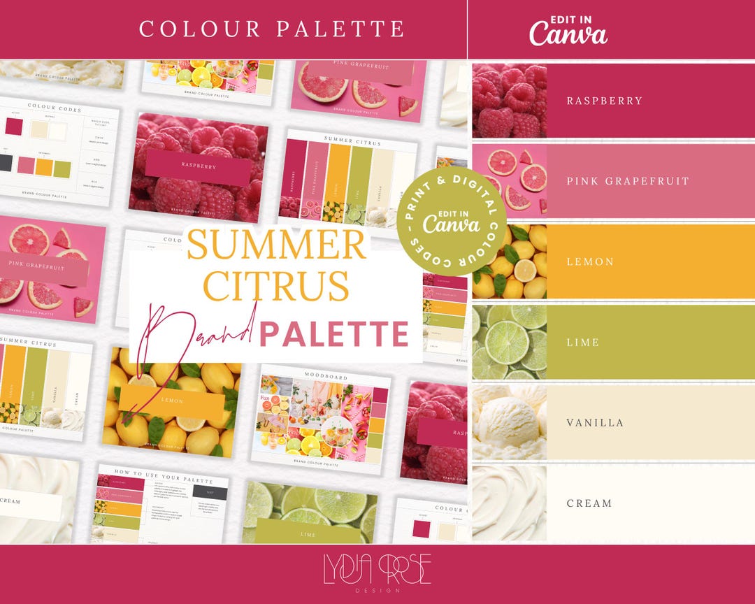 Summer Citrus Color Palette: Canva & Procreate Brand Colors (digital ...