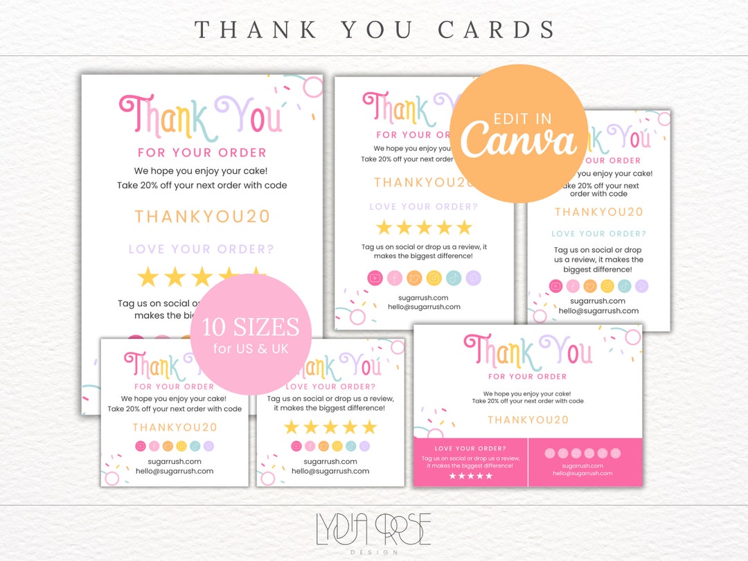 Bakery Thank You Cards - Thank You Cards for Bakery - Editable in Canva ...