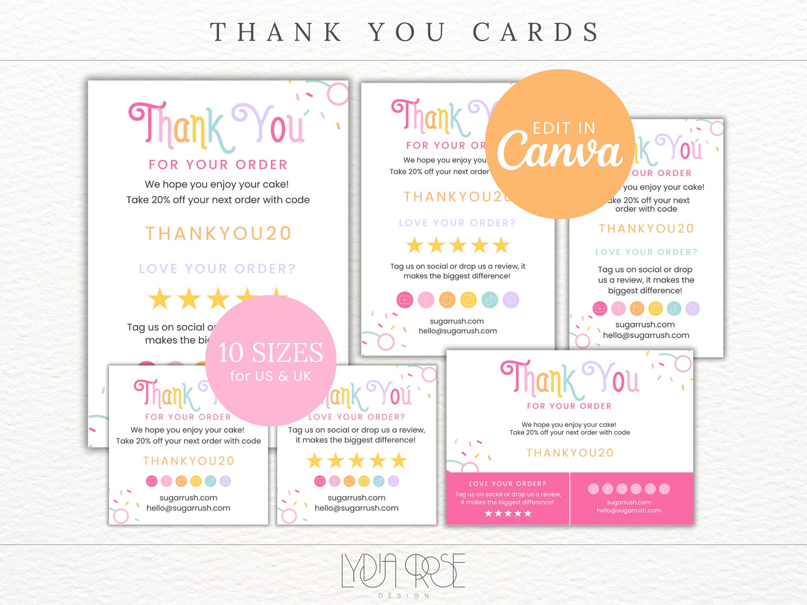 Bakery Thank You Cards - Thank You Cards for Bakery - Editable in Canva ...