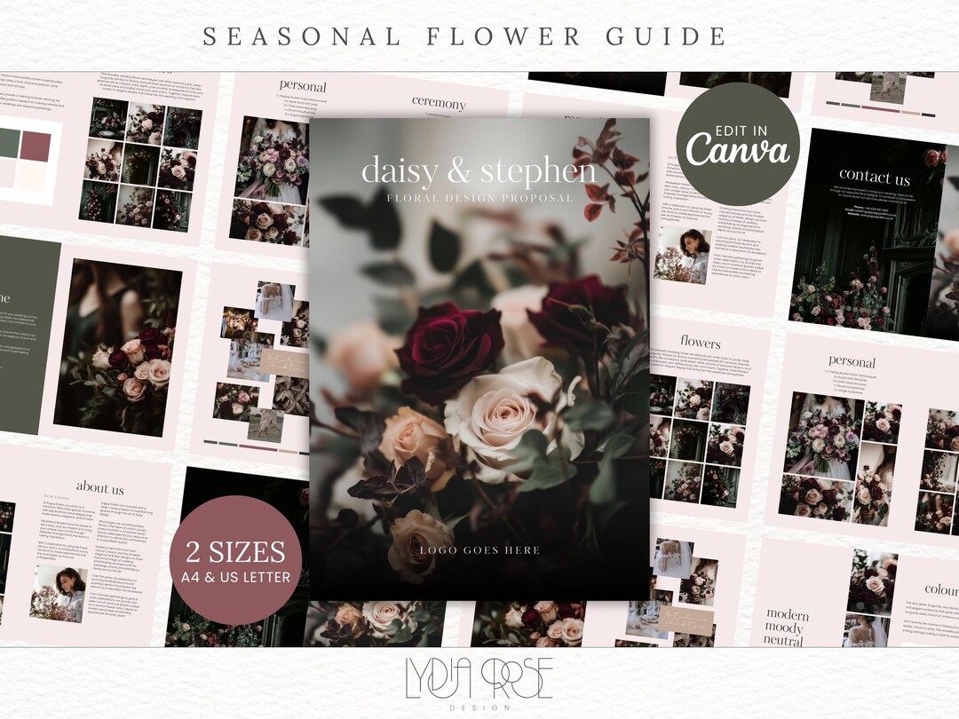 Florist Templates | Event Floral Design Mood Board | Wedding Business ...