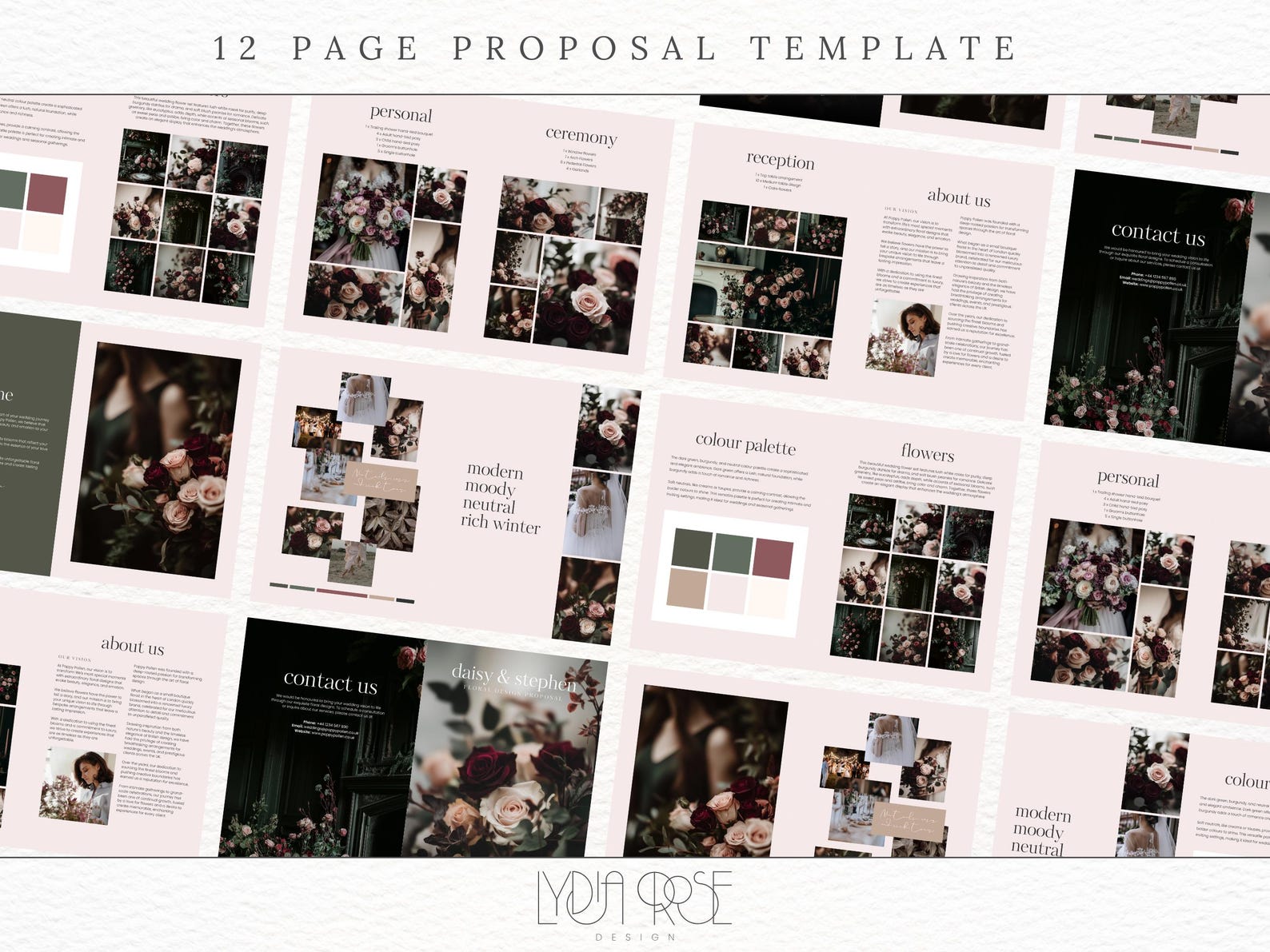 Florist Templates | Event Floral Design Mood Board | Wedding Business ...