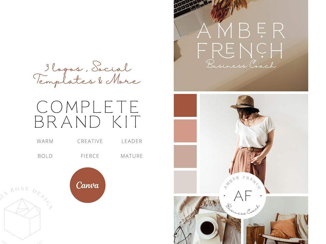 FULL Boho Coaching Branding Kit, Premade Logos, Canva Templates ...