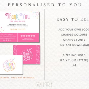 Rainbow Thank You Card - A6 / 5.5x4.25" Thank You Card for Bakery ...