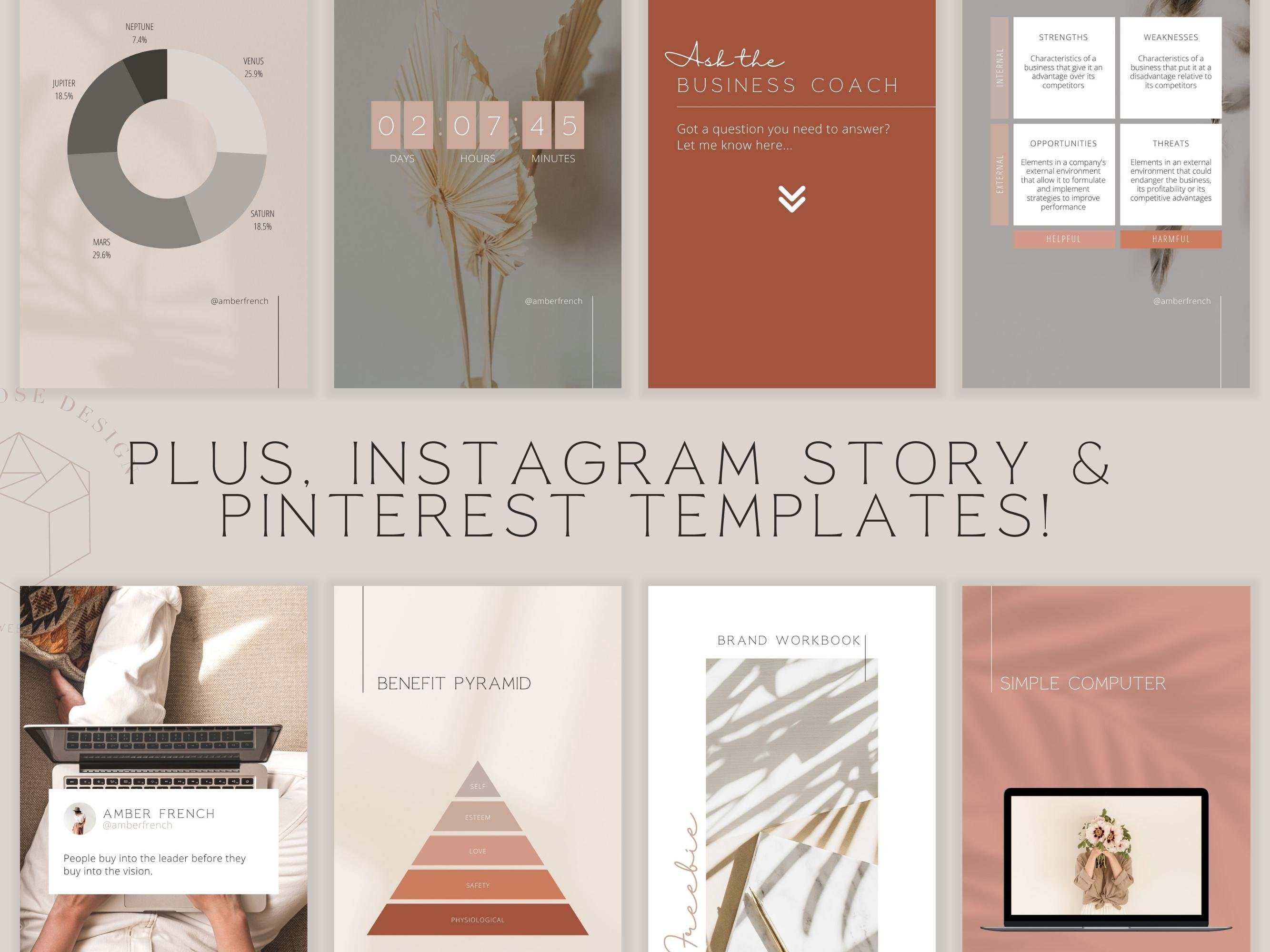 FULL Boho Coaching Branding Kit, Premade Logos, Canva Templates ...