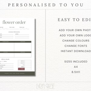 Florist Business | Editable Invoice | Receipt Template | Order Form ...