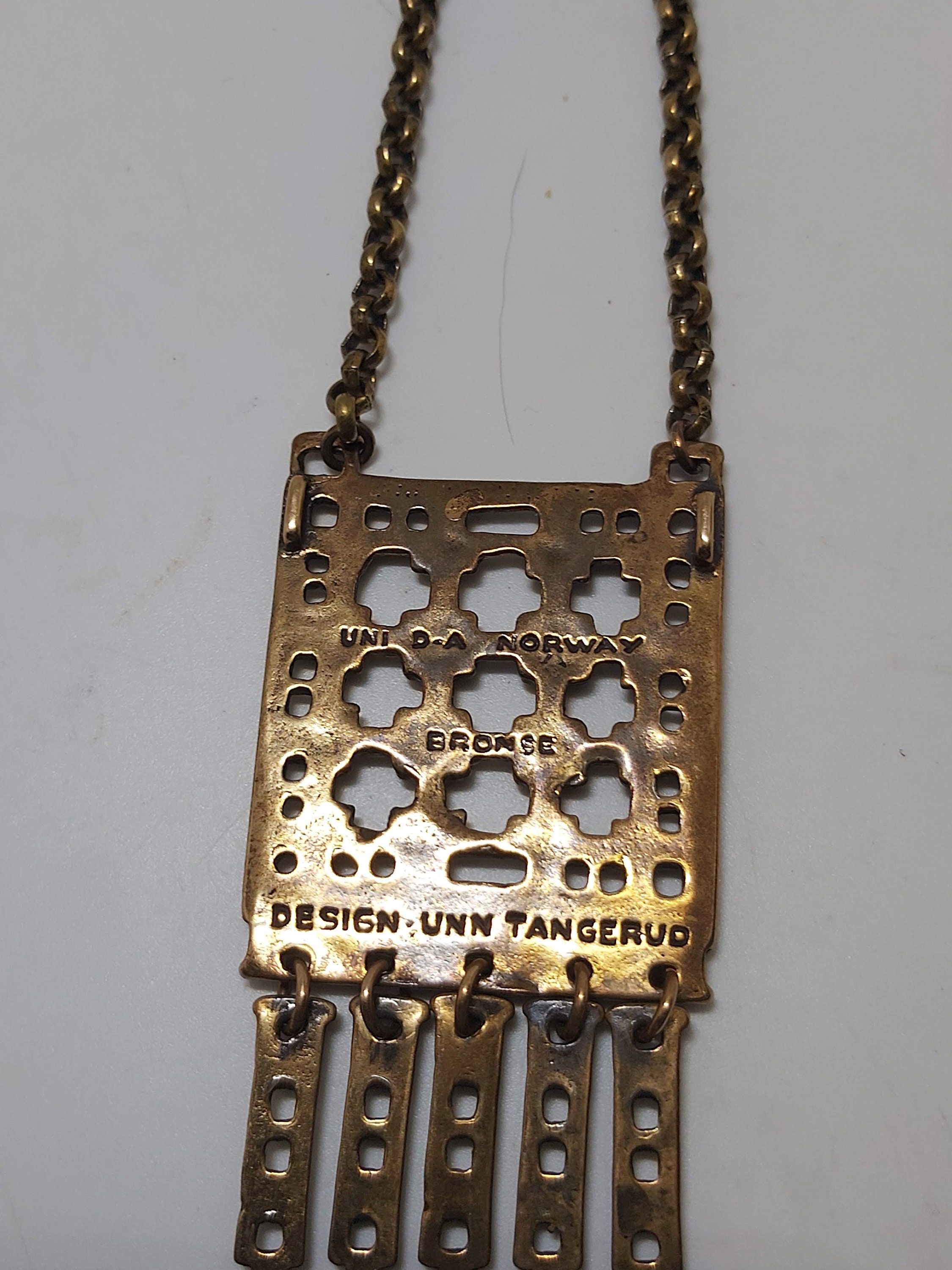 Vintage Unn Tangerud Bronze Necklace, Studio Uni David Andersen ...