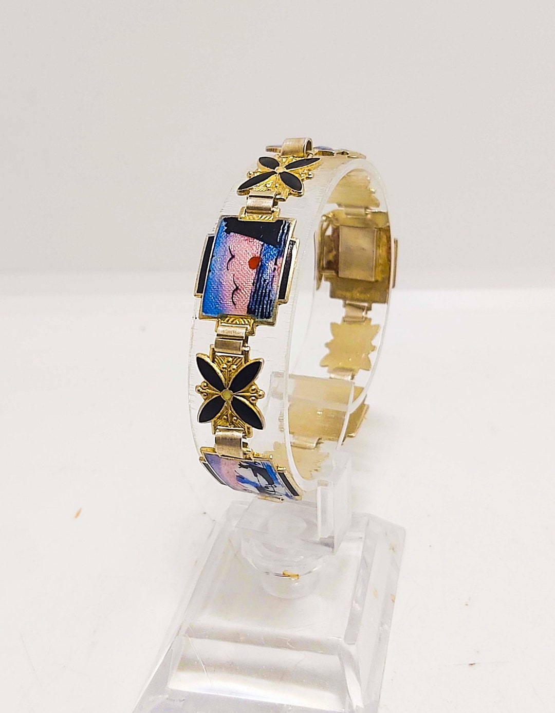 Aksel Holmsen, Norne, Norwegian Sterling Silver,enamel Panel Bracelet ...