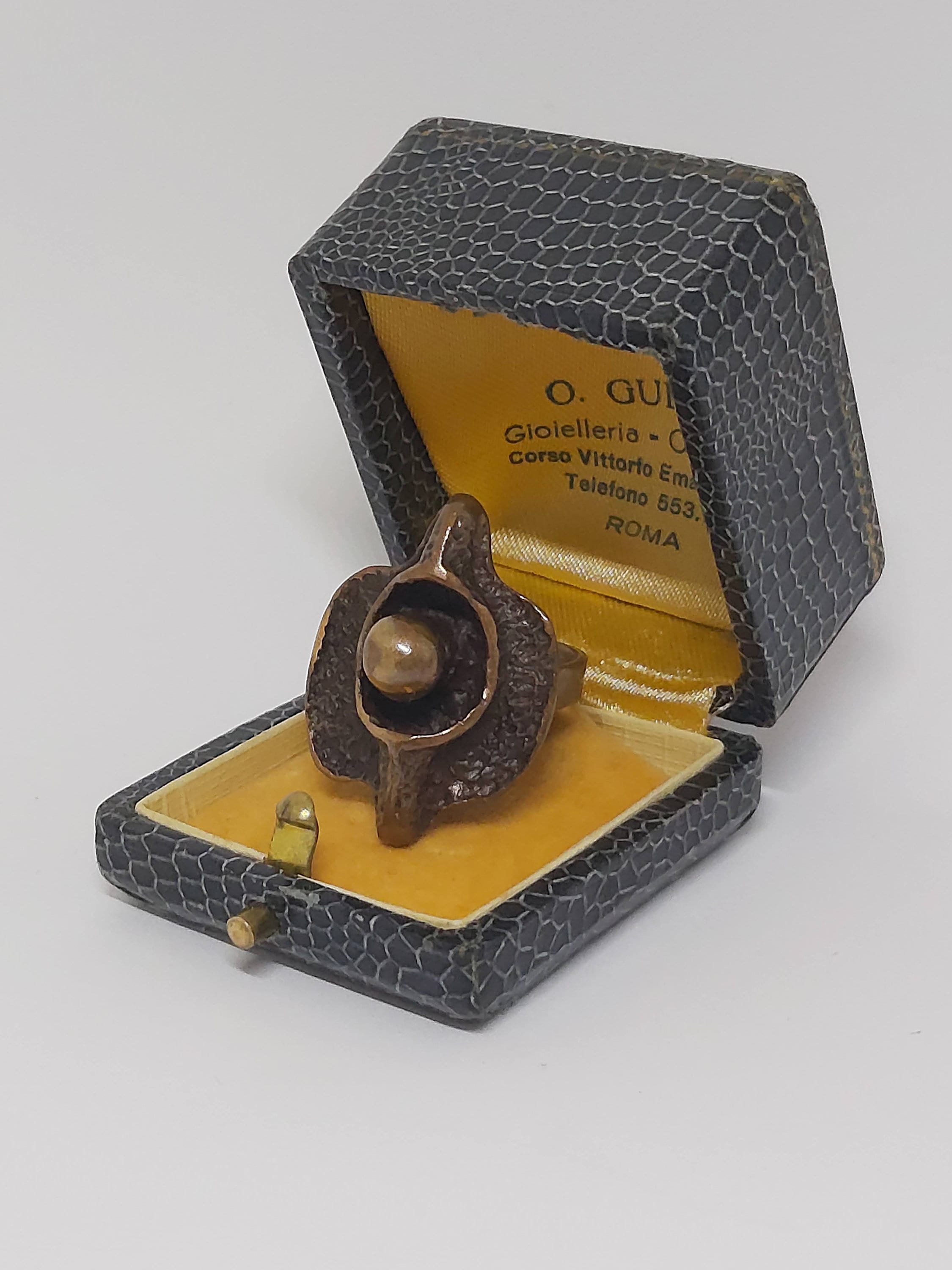 Vintage Norwegian Brutalist Bronze Statement Ring Design Knut P, a ...