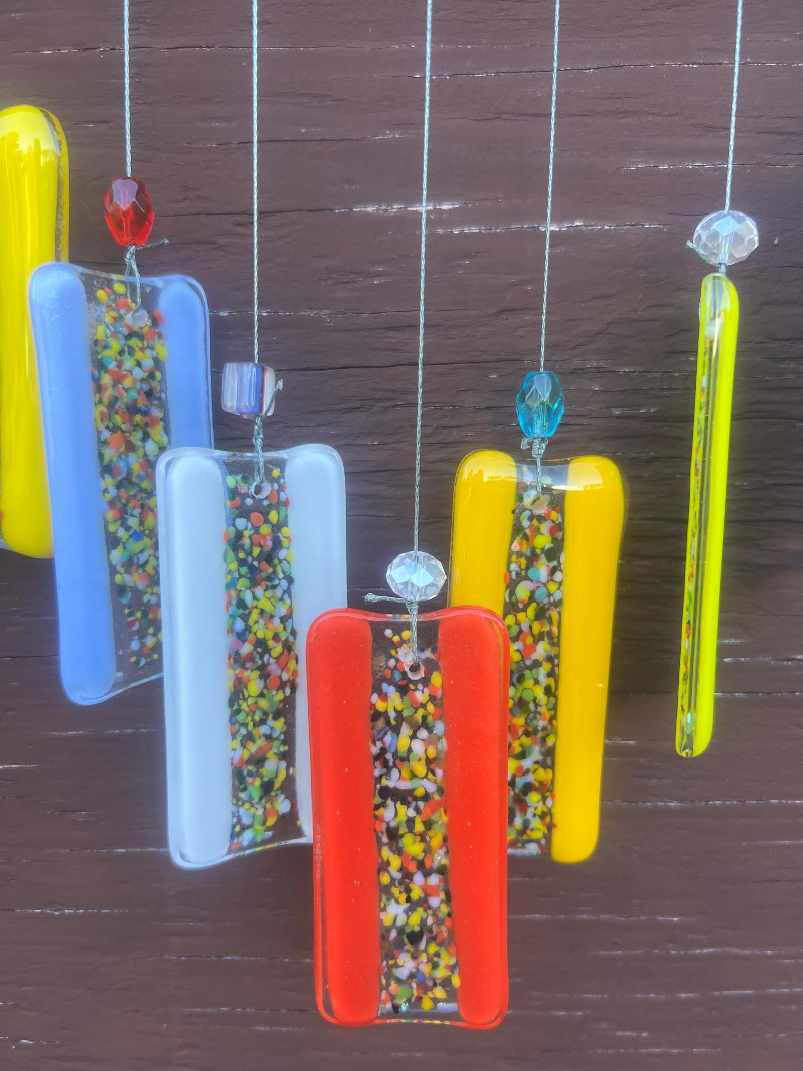 Wind Chime With Vibrant Spectacular Colors, Fused on Real Driftwood at ...