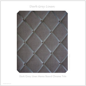 Dark Grey Linen & Chrome Trim, Large Fabric Notice Board Hangs Portrait ...