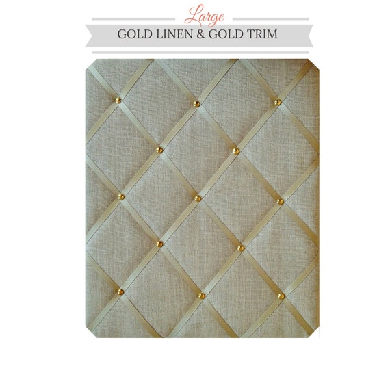 Gold Linen & Gold Trim Large Fabric Notice Board Hangs | Etsy