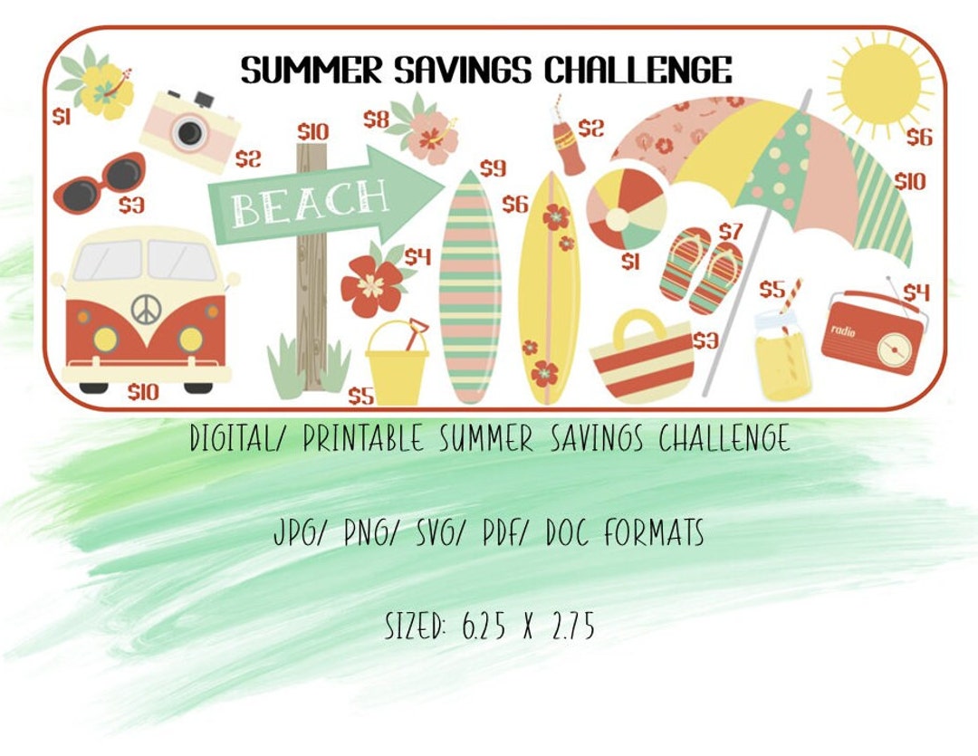 Summer Savings Challenge -beach Day | Digital | Printable - Etsy