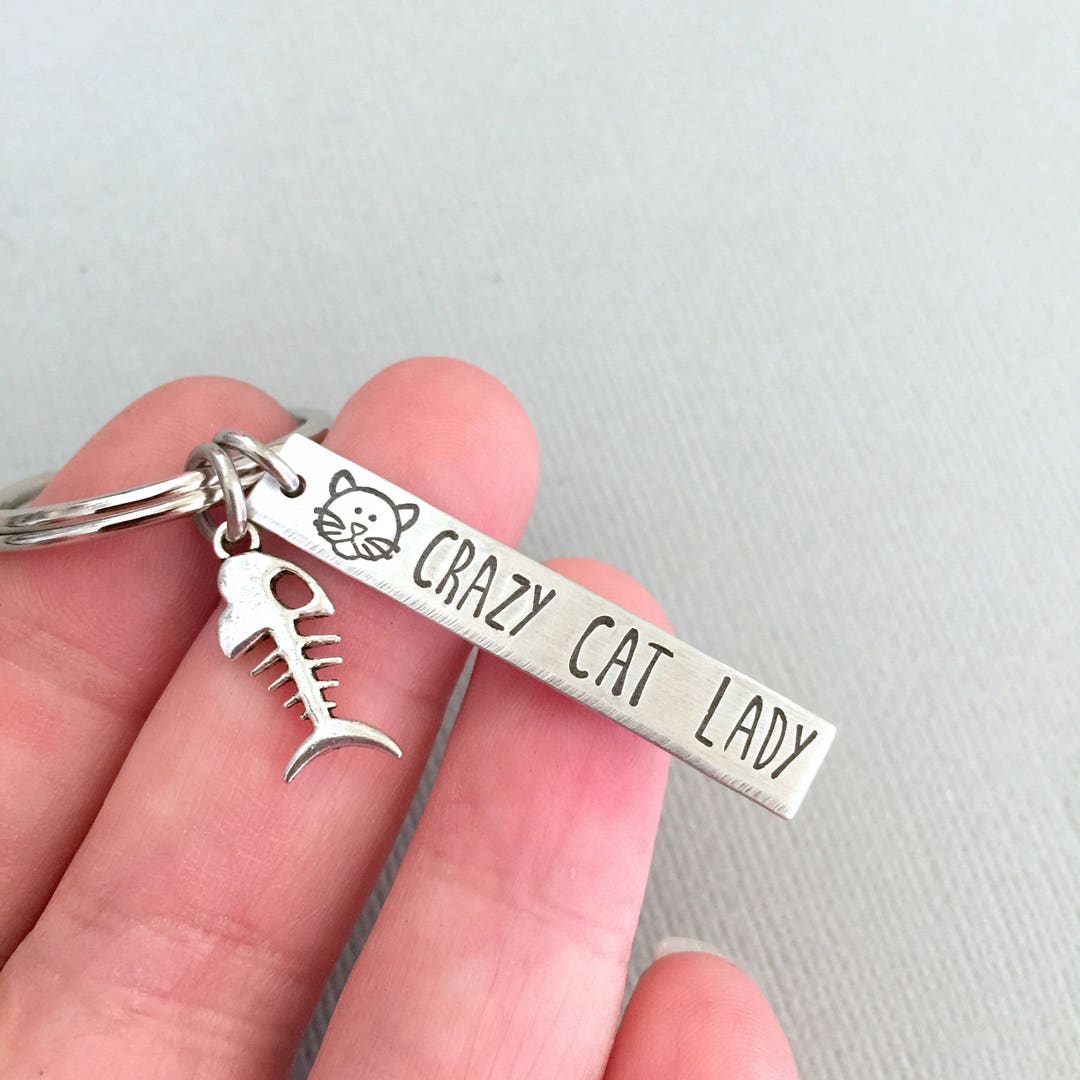 Double Sided Crazy Cat Lady Keychain, Cat Lover Gift, Gift for Her, Cat ...