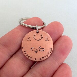 Anniversary Keychain, 2 Year, 10 Year Gift for Him, Gift for Her ...