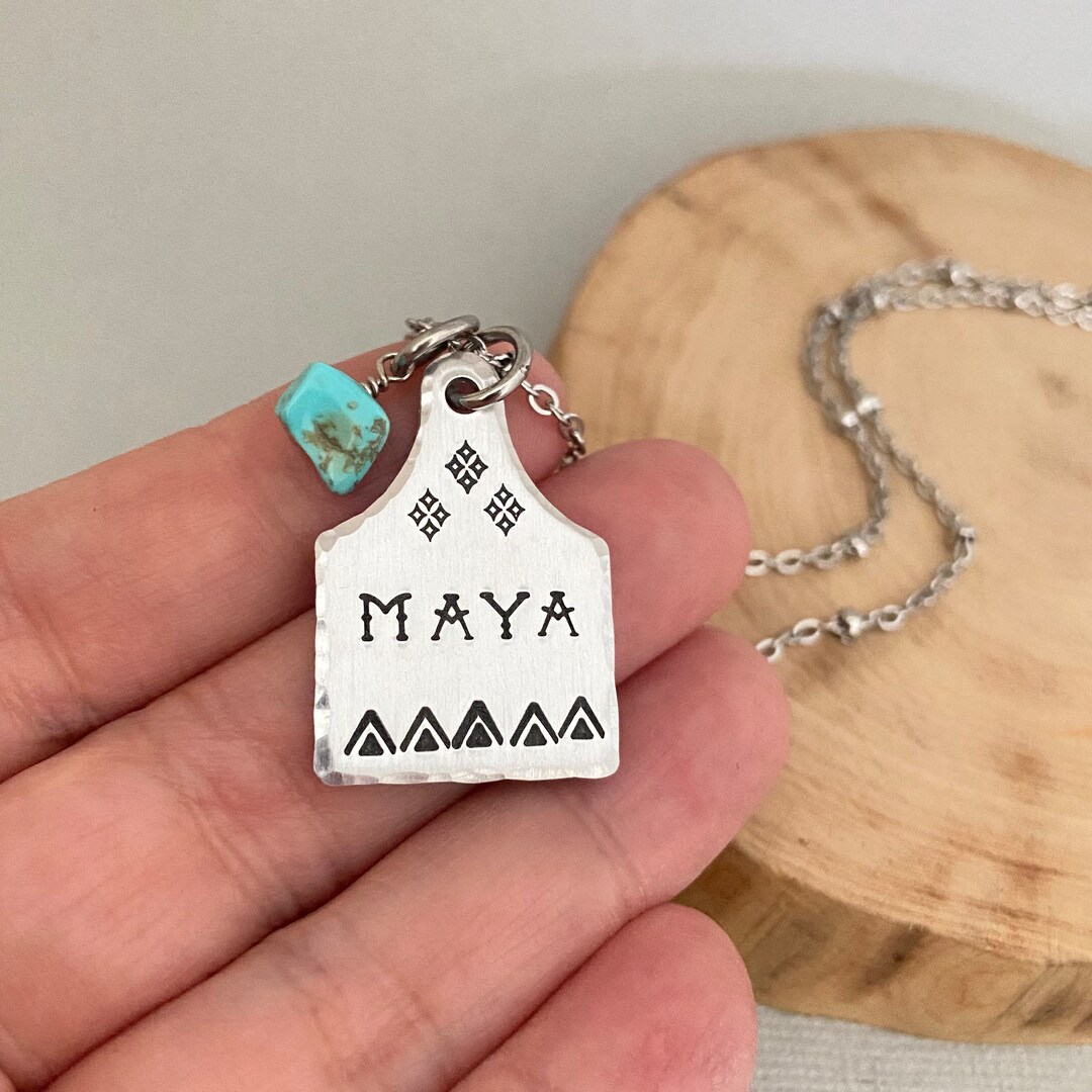 Personalised Name Cattle Tag Necklace, Cow Tag, Western Jewellery ...