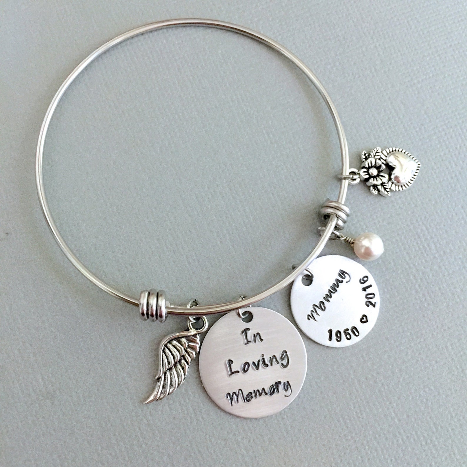 In Loving Memory Bracelet, Mother Memorial Bracelet, Adjustable Bangle ...