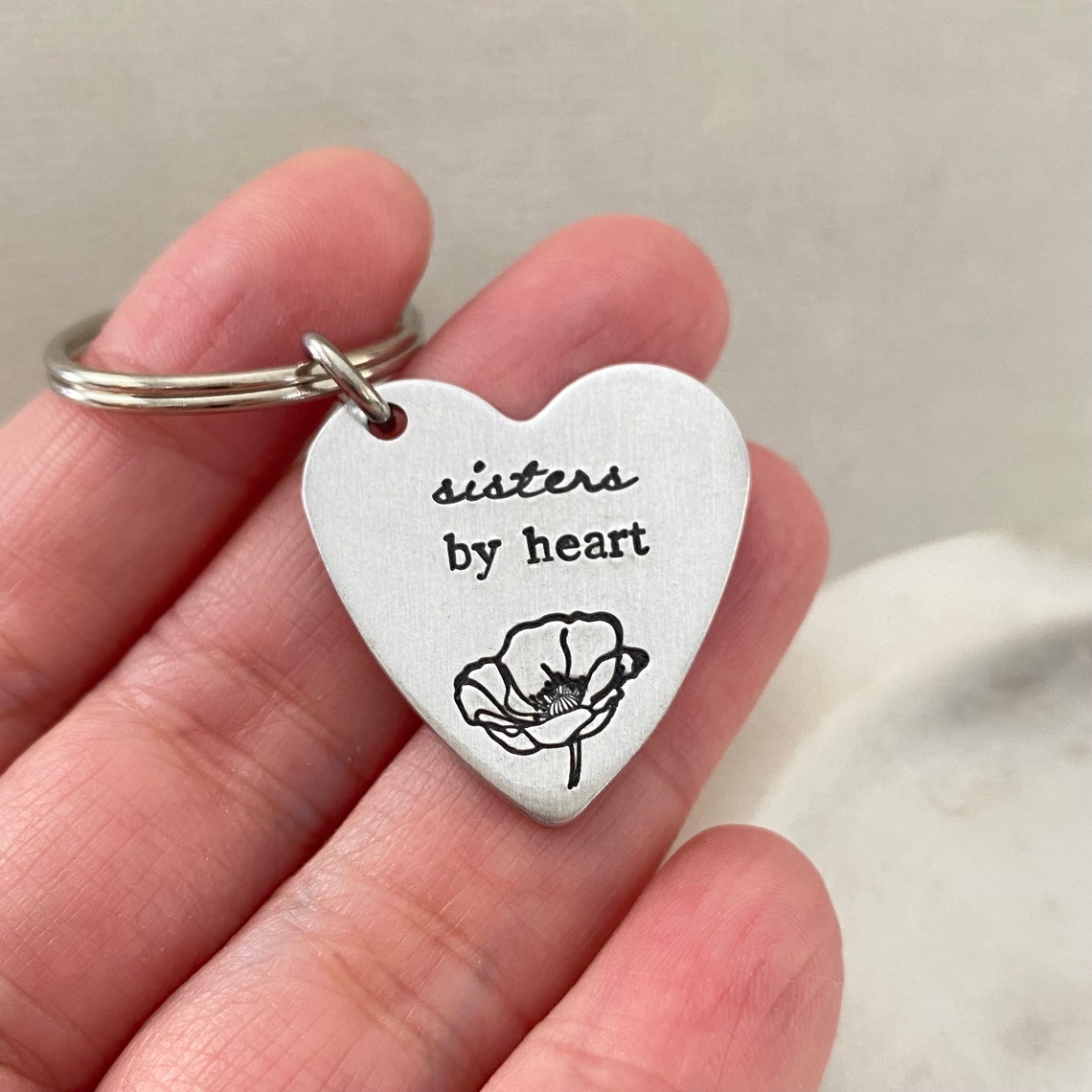 Double Sided Sisters by Heart Keychain, BFF Keyring, Long Distance Gift ...