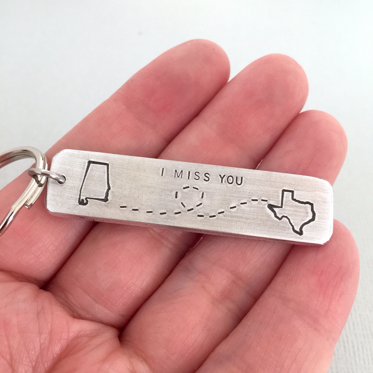 Double Sided State to State Keychain, Long Distance Gift, Gift for Him ...