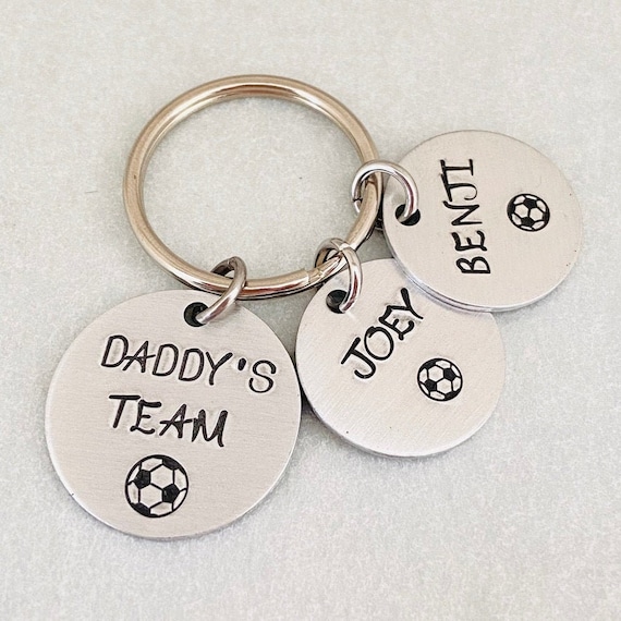 Personalised Soccer Daddy Keychain Dad Keyring Gift for | Etsy