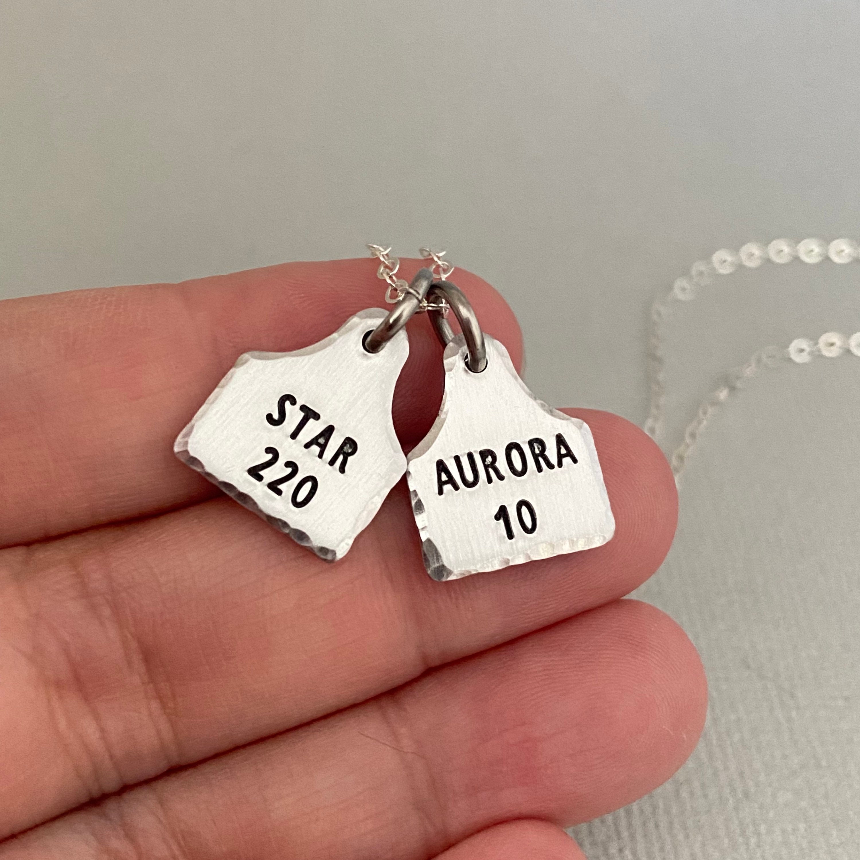 Personalised Mini Cattle Tag Necklace, Mother's Day Gift, Gift for Mum ...