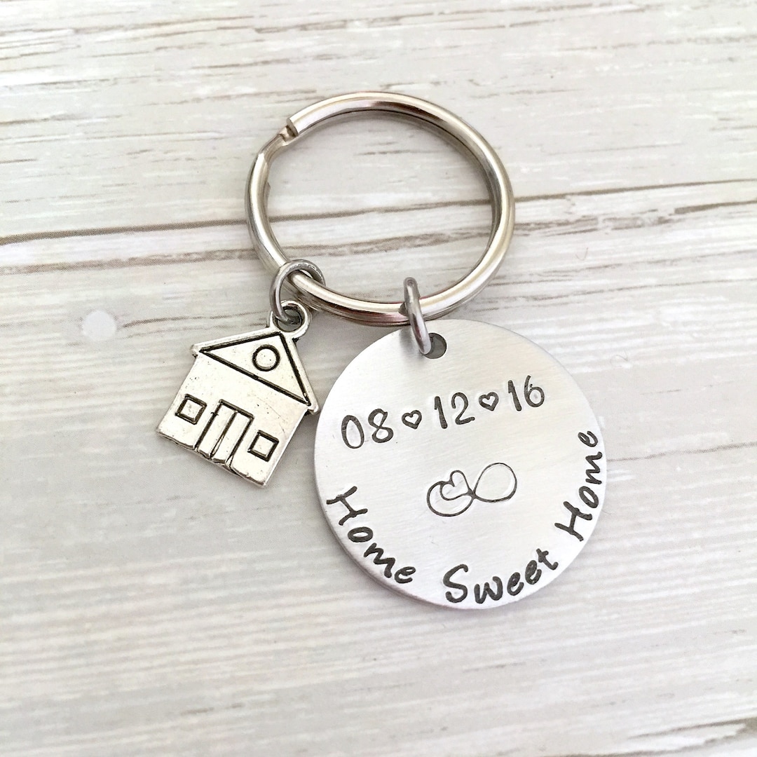 Personalized First Home Keychain, Home Sweet Home, Home Charm, House ...