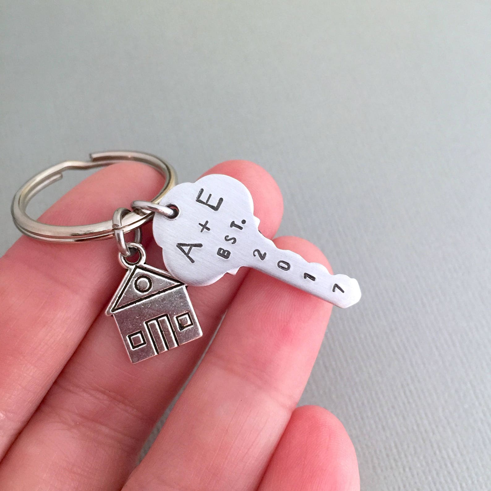 Personalized First Home Keychain House Warming Gift Hand | Etsy