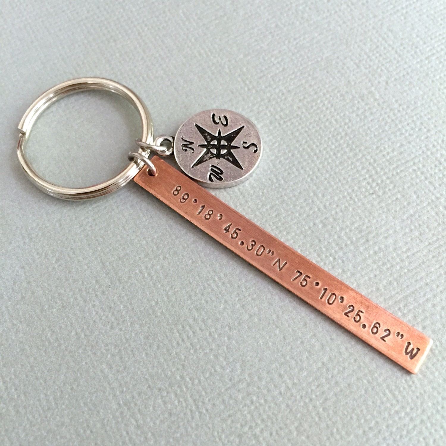 Double Sided Rustic Coordinate Keychain Latitude Longitude | Etsy