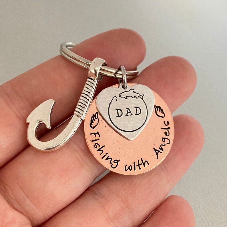 Daddy Memorial Keychain Fishing With Angel Loss of Dad Gift - Etsy