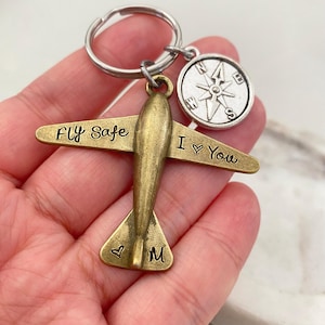 Fly Safe Keychain for Him, Boyfriend Gift, Pilot Gift, Husband Gift ...