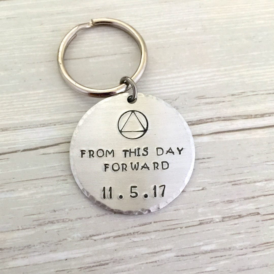 Sober Anniversary Keychain, Sobriety Gift, Sobriety Date, Recovery ...