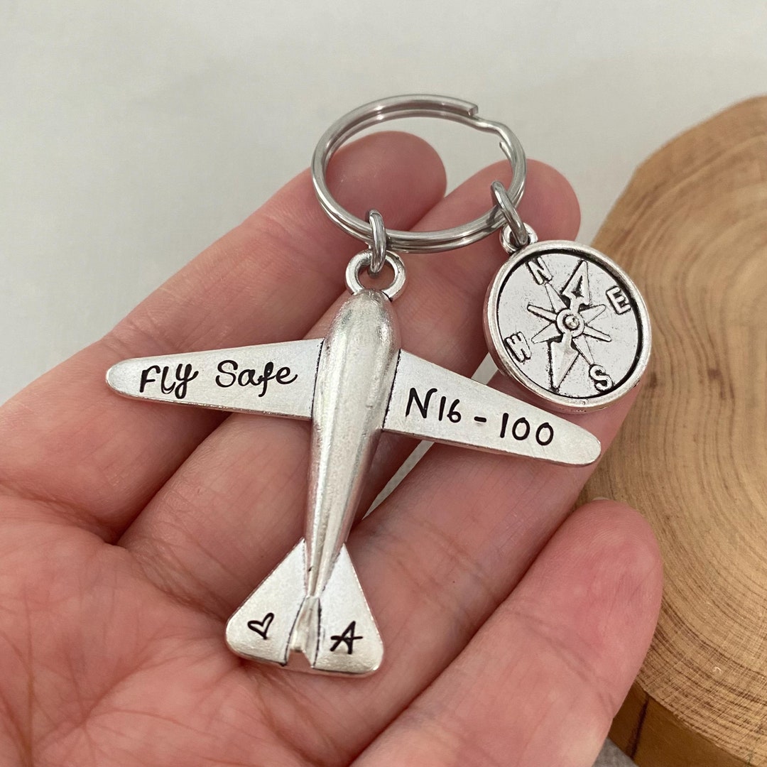Personalised Airplane Tail Number Keychain, Fly Safe, Boyfriend Gift ...