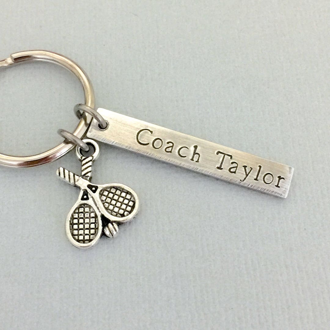 Double Sided Tennis Coach Keychain, Tennis Racquet Keychain, Coach Gift ...