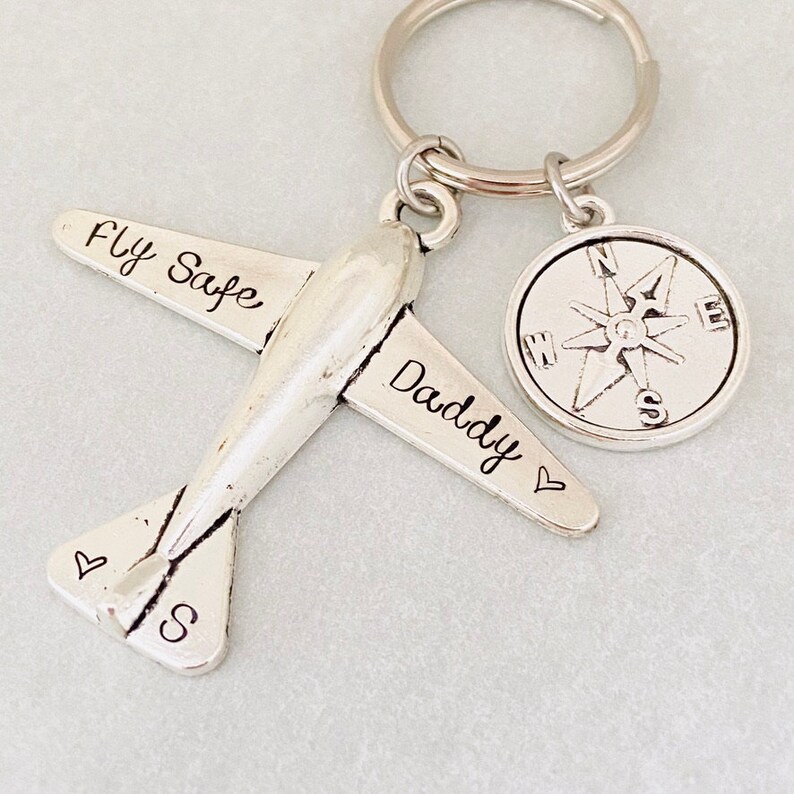 Personalised Fly Safe Keychain Airplane Charm Gift for | Etsy