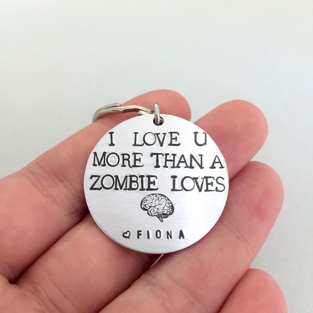 Personalized Zombie Keychain, Brain Keychain, Boyfriend Gift, Gift for ...