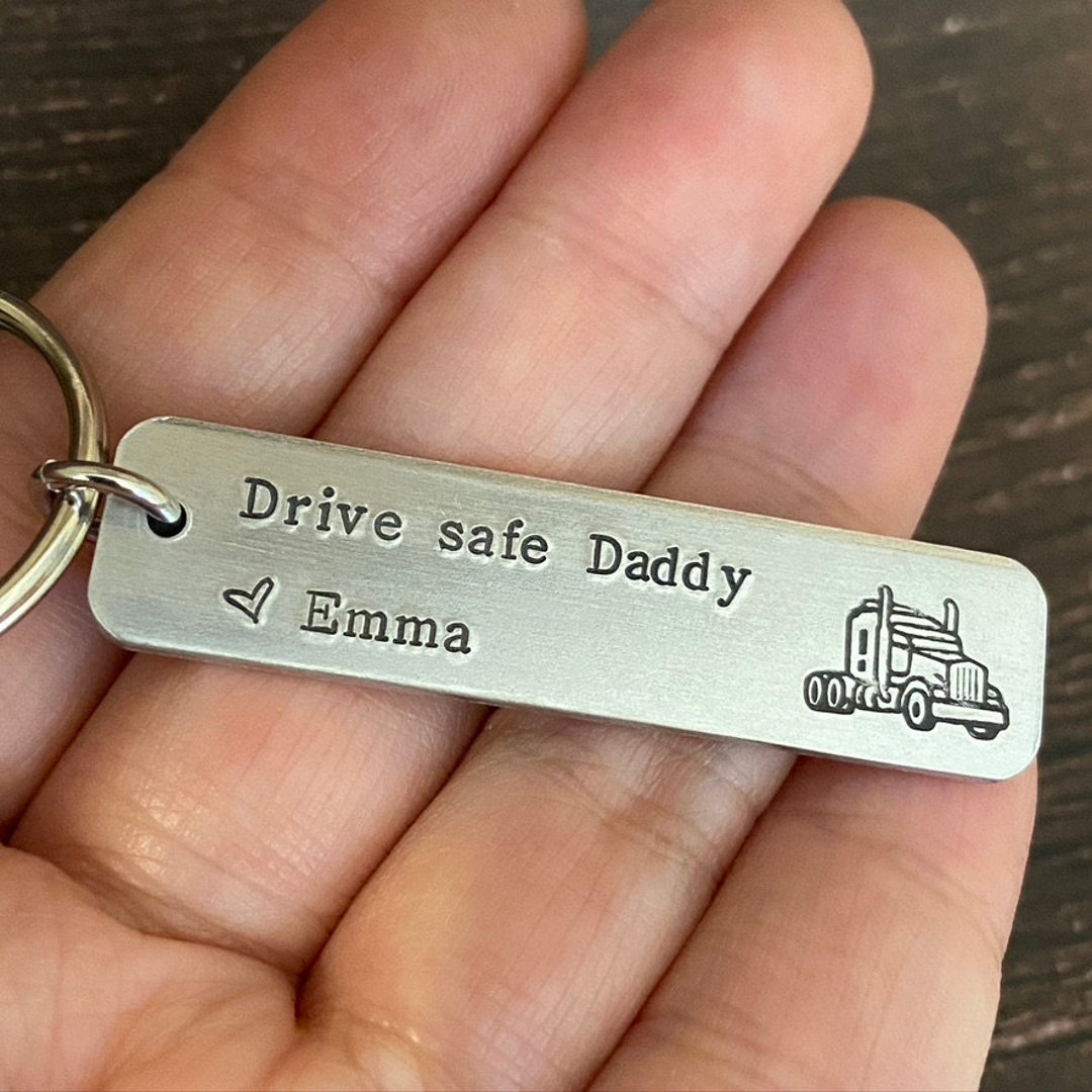 Personalised Truck Driver Keychain, Drive Safe Daddy, Father's Day Gift ...