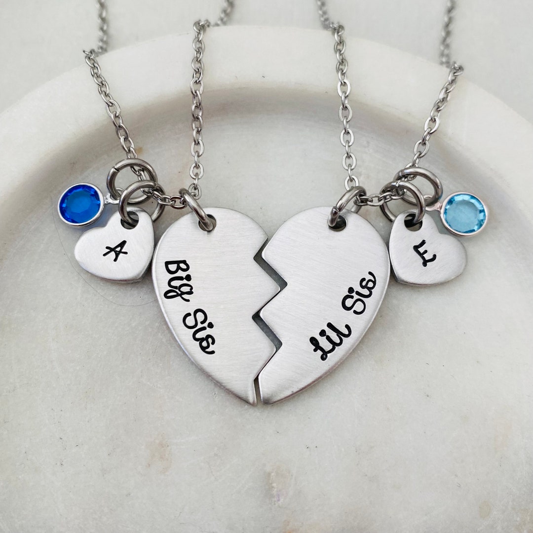 Set of Big Sister Little Sister Necklace, Sister Jewelry, Sibling ...